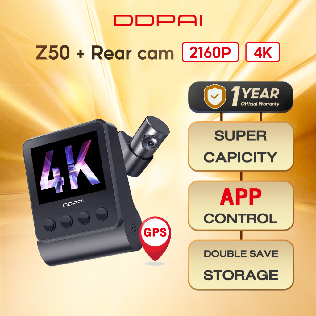DDPAI Z50 Dash Cam Set 4K Dual Camera 2160p HD GPS Car Dashcam 140° 24 ...