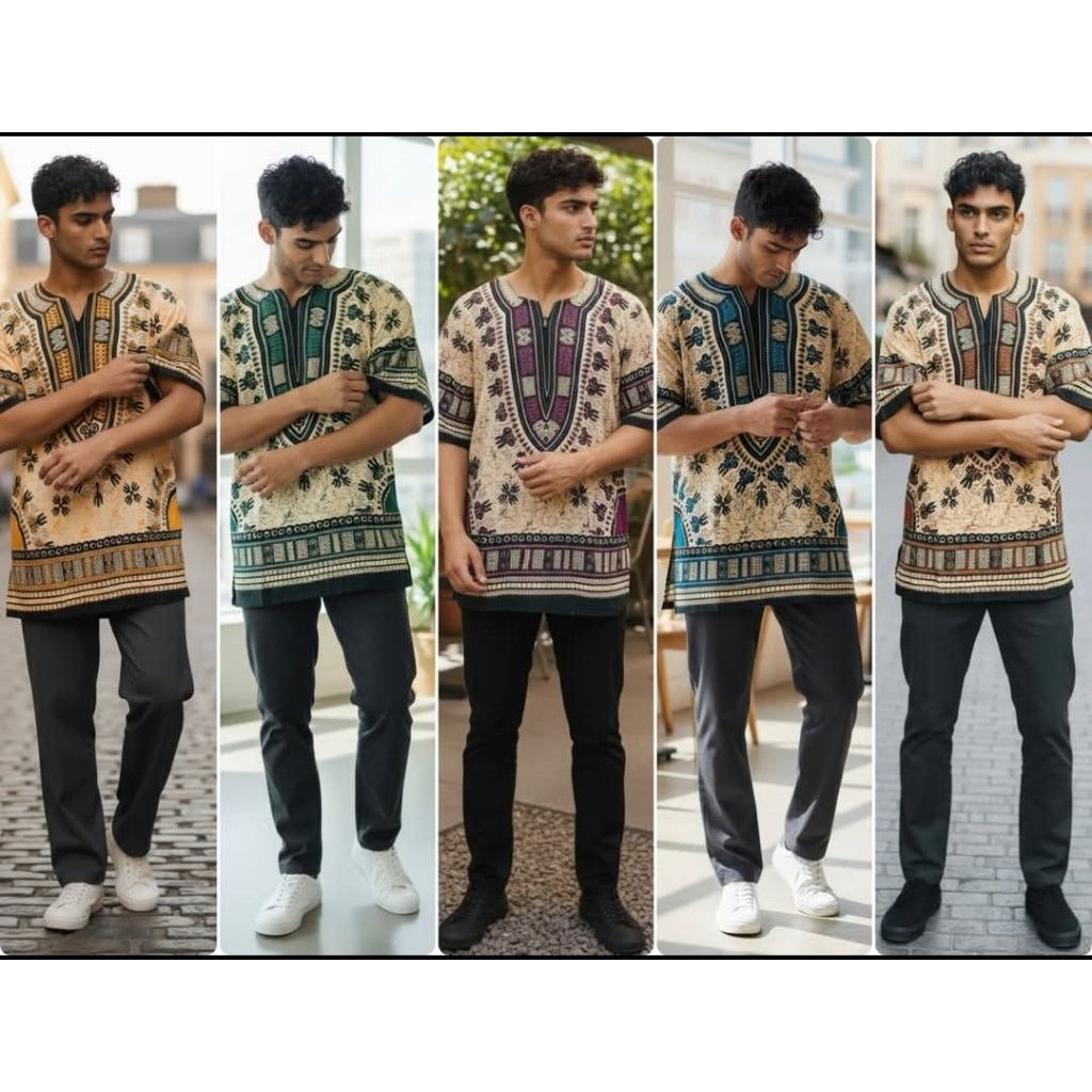BOHO mens polo shirt, dashiki, bohemian, ethnic design | Shopee Philippines