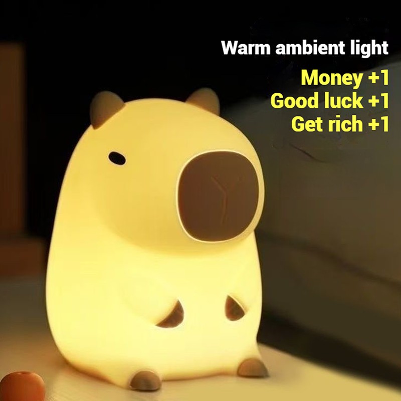Cute Capybara Desk Lamp - Soft Ambient Glow & Silicone Touch for Stress ...