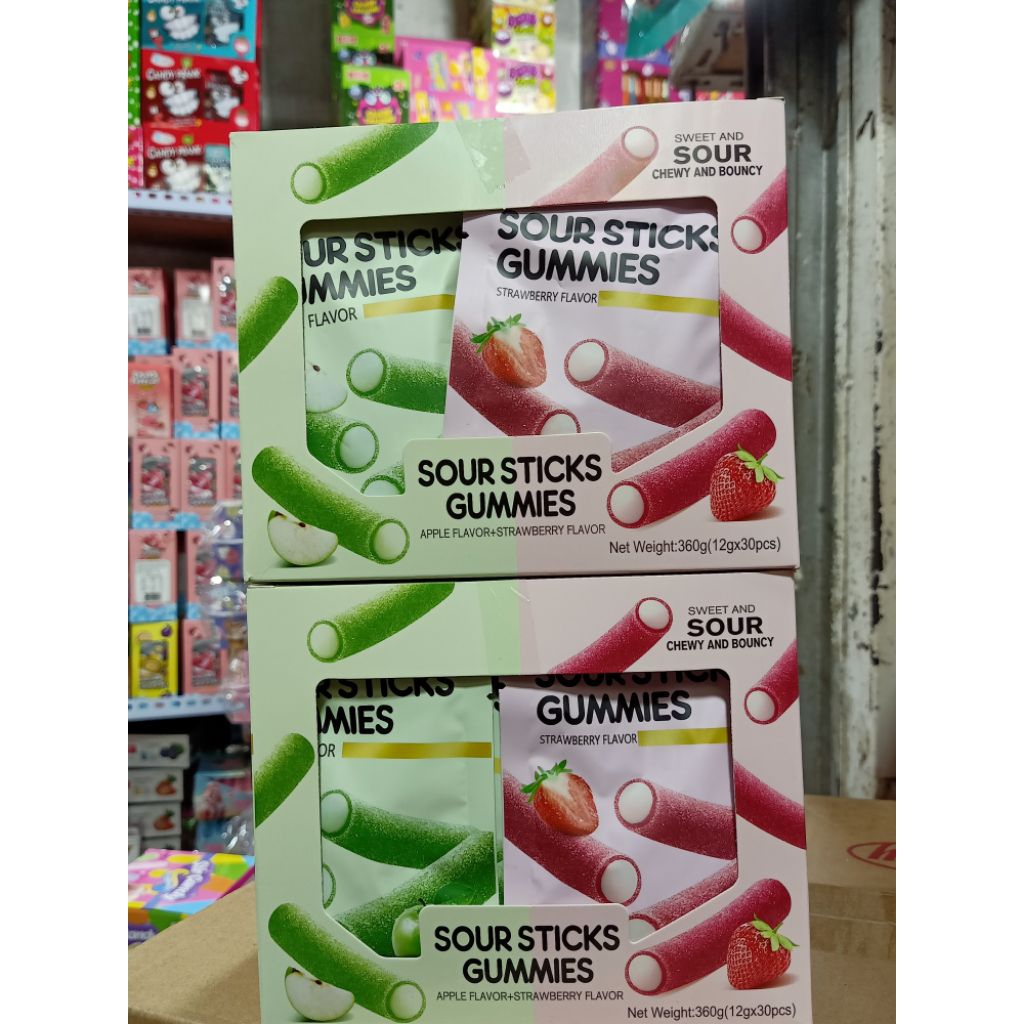 SOUR STICKS GUMMIES | DUAL FLAVOR | 30 PIECES | Shopee Philippines