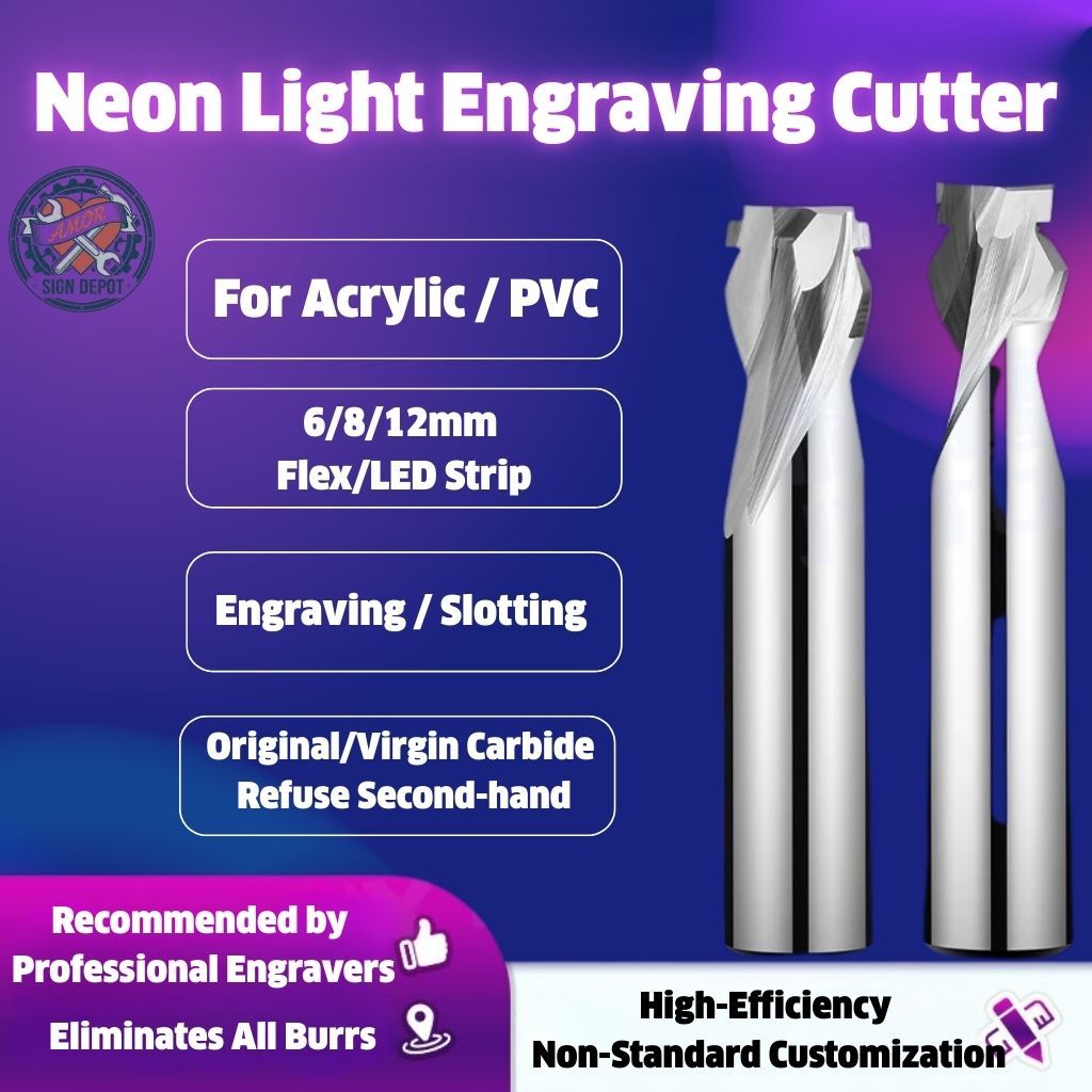 10mm Tungsten Steel Neon Sign Letter Engraving Cutter for 6mm Soft PVC ...