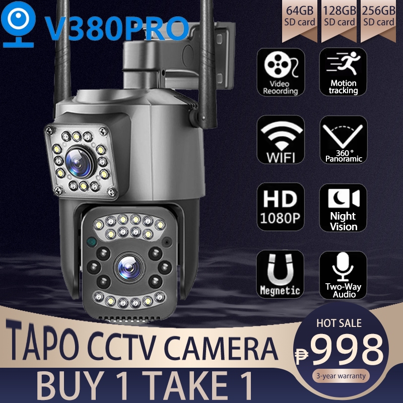 V380 PRO CCTV Camera WiFi Wireless Dual Lens 8MP Ultra HD 360° Outdoor ...