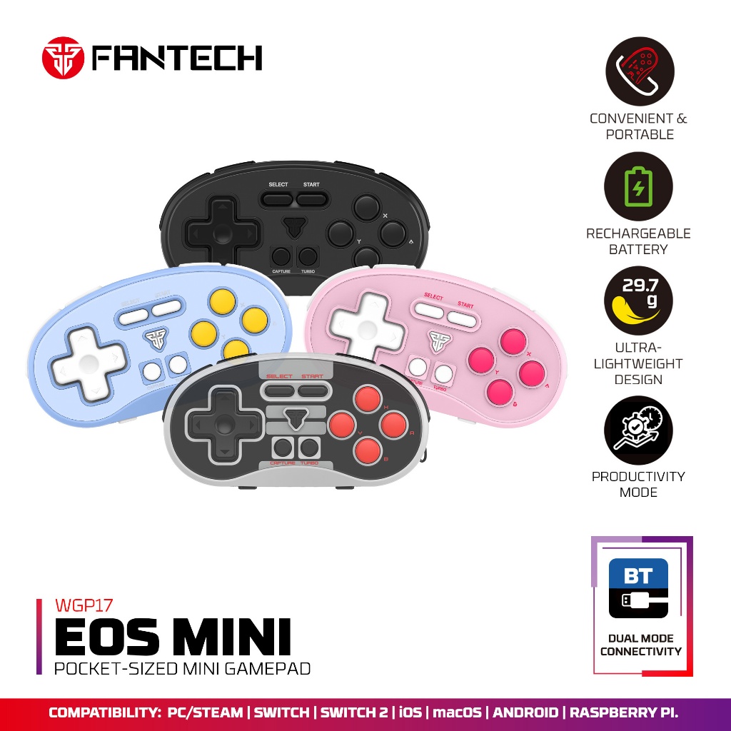 Fantech EOS MINI WGP17 Pocket-sized Mini Gamepad Bluetooth & Wired ...