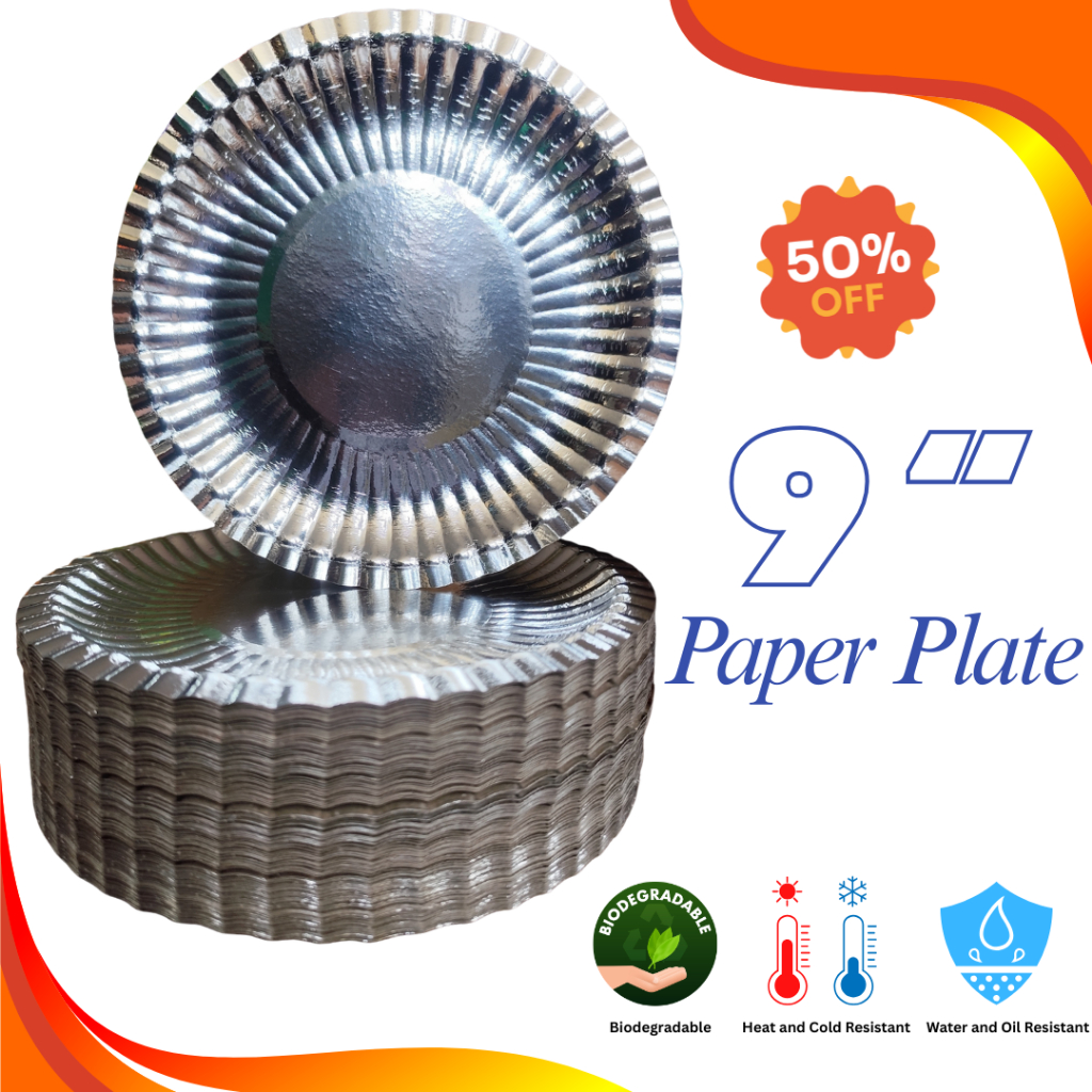 PAPER PLATE 20/40/100 PIECES SILVER COLORED DESIGN PLATINUM PLATE SIZE ...