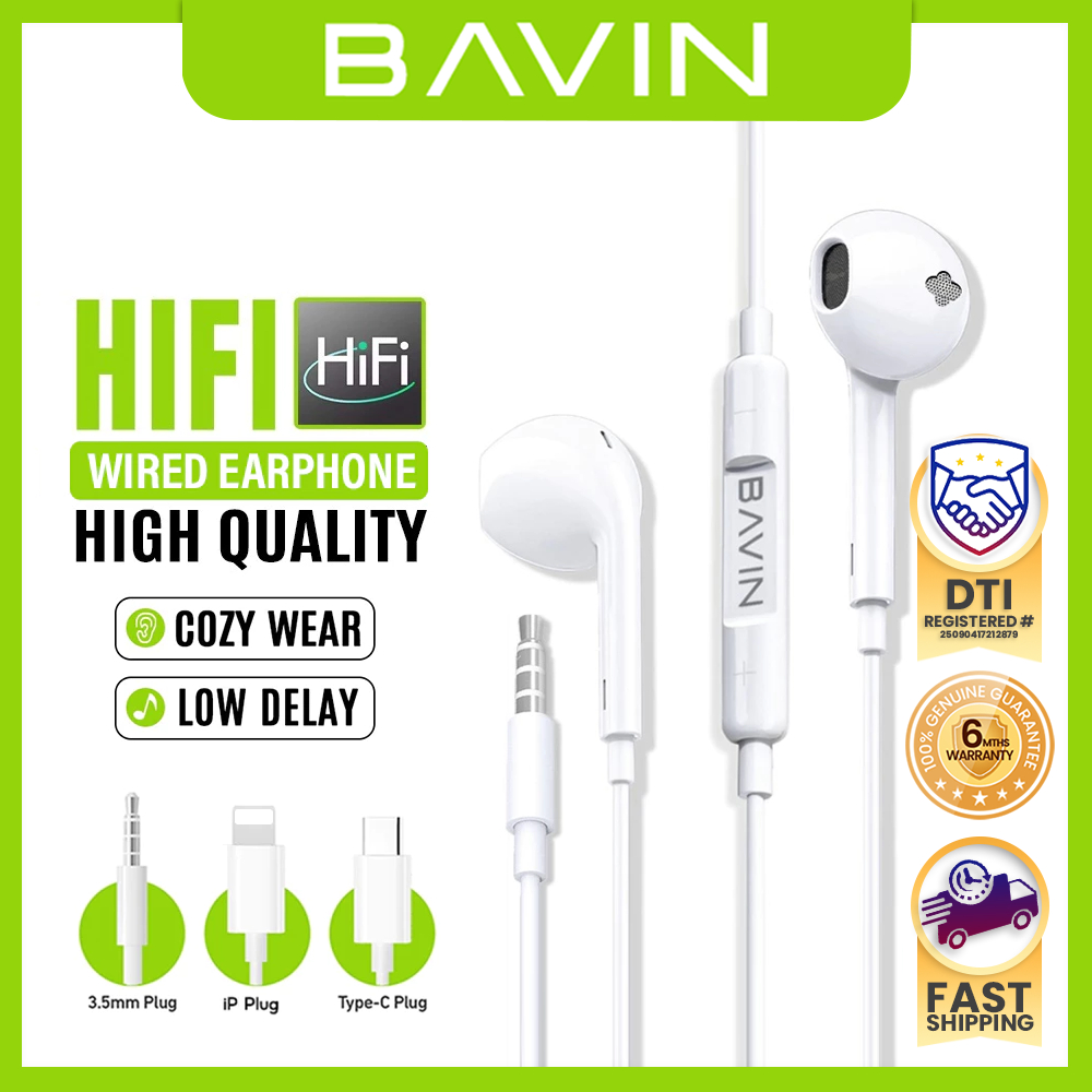 BAVIN HX833 Wired Earphone Audio High Stereo Sound Compatible for 3.5mm ...