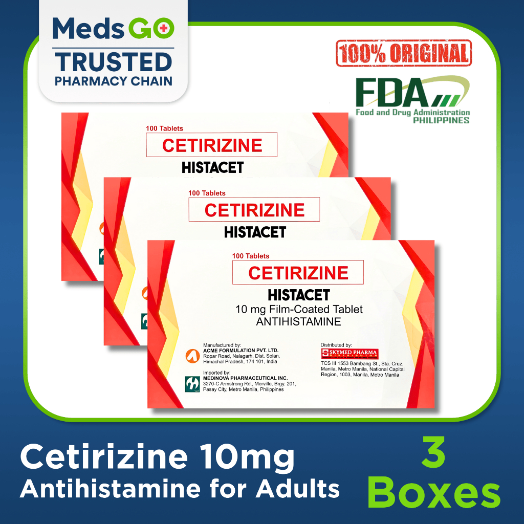Cetirizine 10mg Antihistamine for allergy Adult - 3 Boxes (Ceticit ...