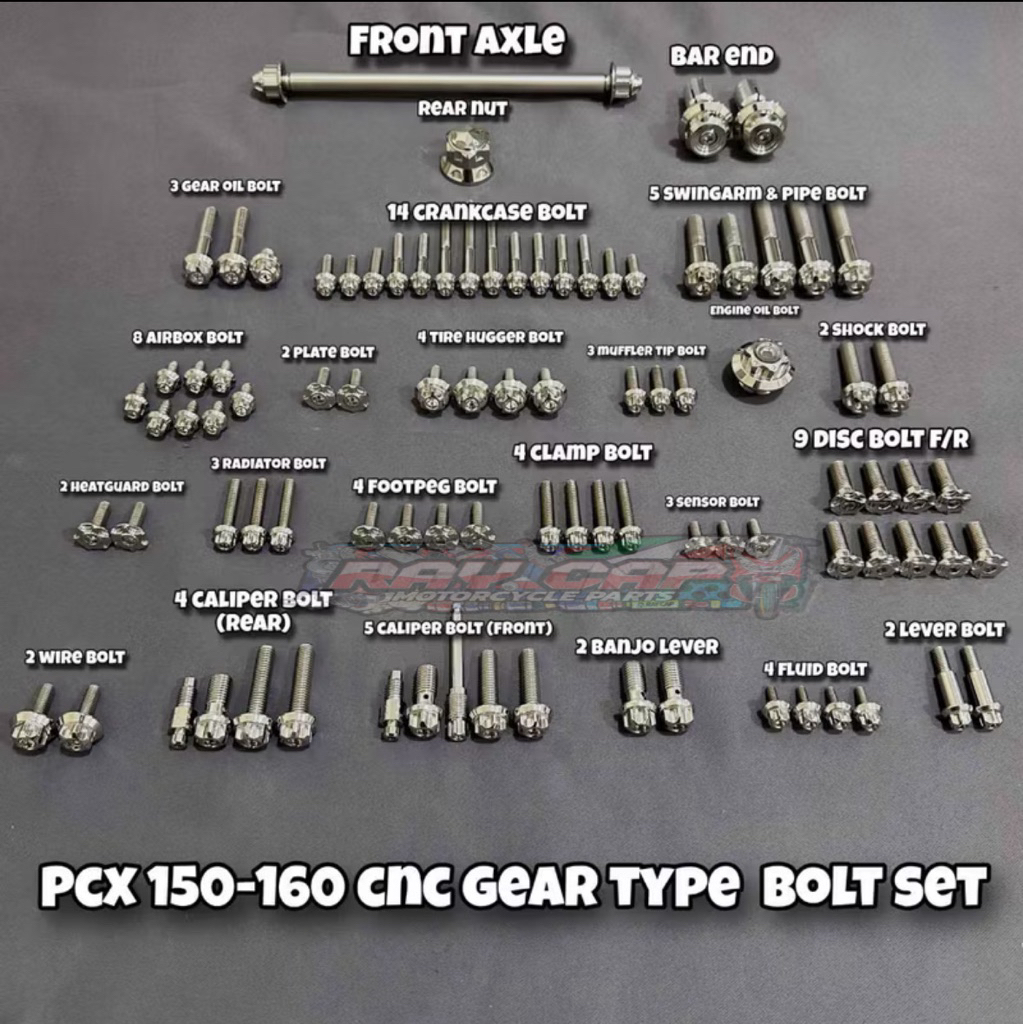 HENG / SC SIAM ORIGINAL STAINLESS CNC BOLTS SET FOR PCX 150 / PCX 160 ...