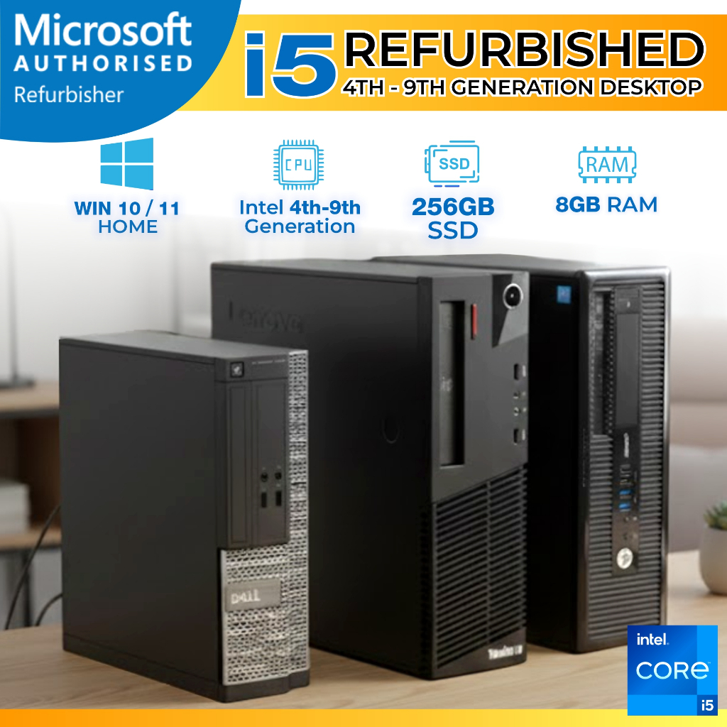 Refurbished Intel Core i5 4th/6th/8th/9th Gen. Desktops with Licensed ...