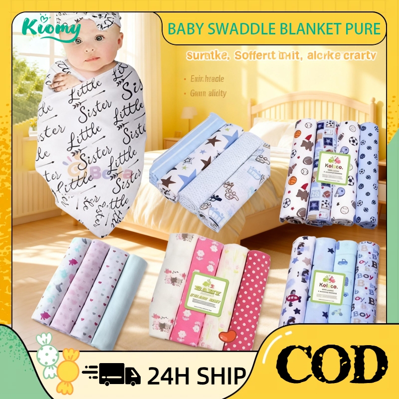 Baby 4Pcs/set Flannel baby swaddle blanket pure cotton newborn blanket ...