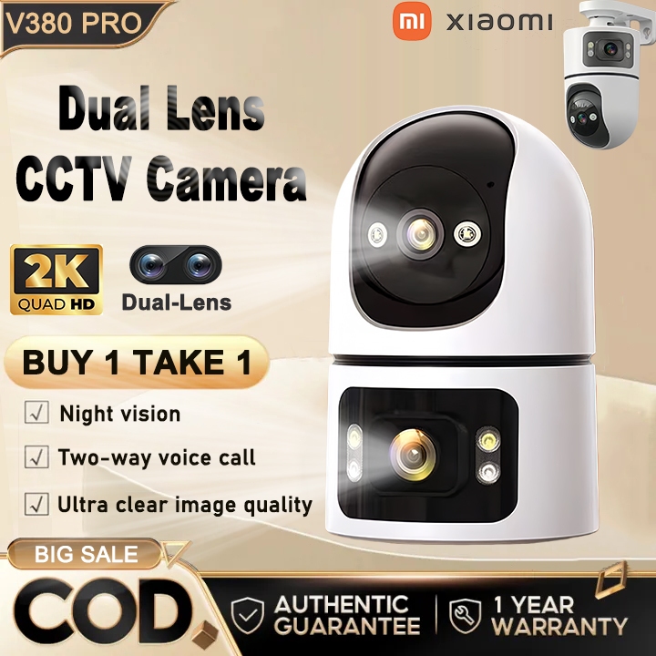 BUY 1 TAKE 1 Xiaomi 2K Dual Lens V380 Pro CCTV Camera Wireless Wifi PTZ ...