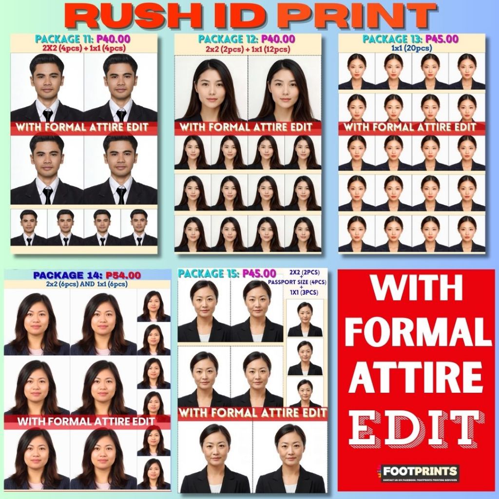 Rush ID Printing Packages with Formal Attire Edit – Satin Finish, High ...