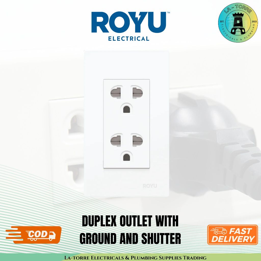 ROYU Wide Series Duplex Outlet with Shutter | Shopee Philippines