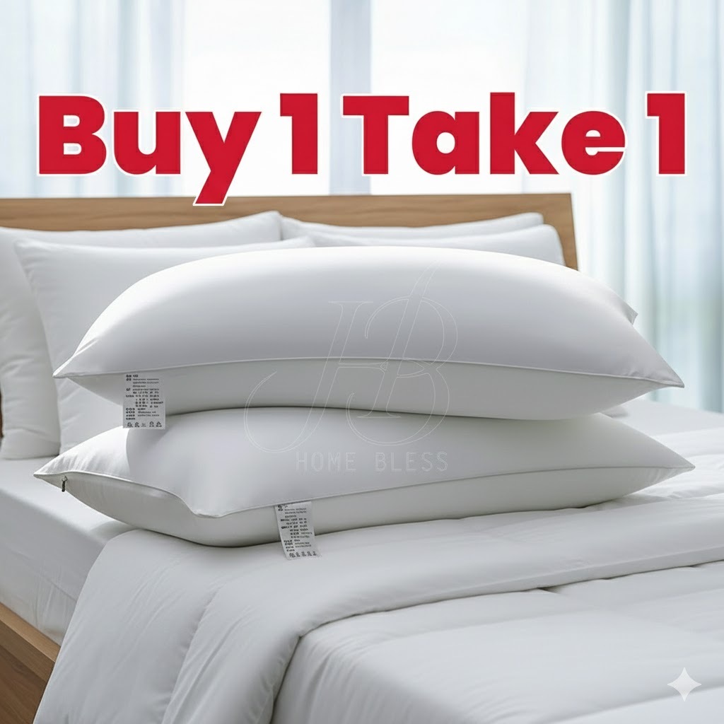 Home Bless Buy 1 Take 1 Plain White Microfiber Cotton Pillow 65x45 CM ...