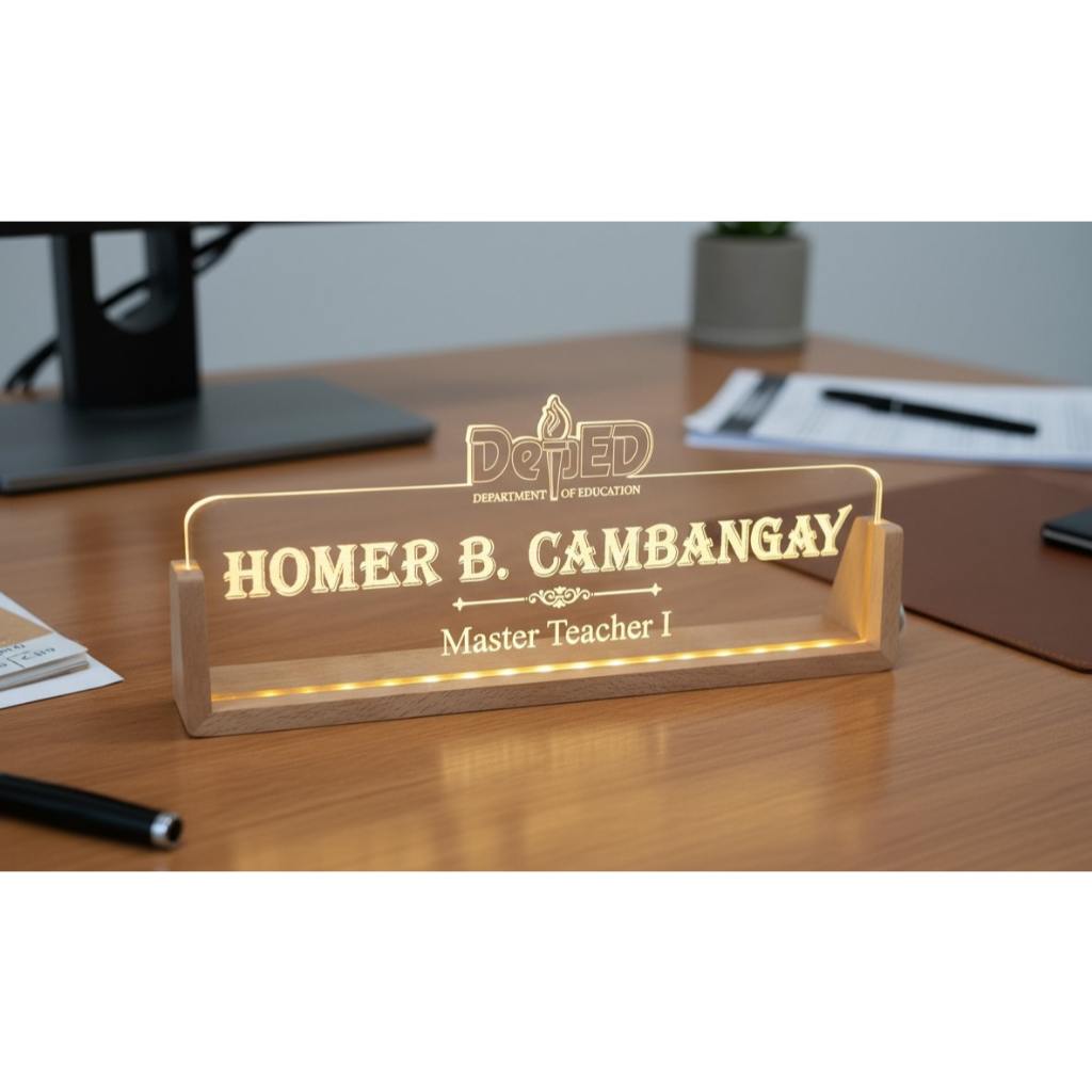 LED Illuminated Office DeskTop Name Plate, 8" 10" 12" 14" available ...