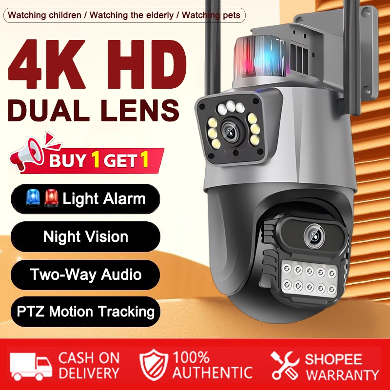 BUY 1 TAKE 1 CCTV Camera Outdoor Waterproof 4K HD Dual Lens PTZ Night ...