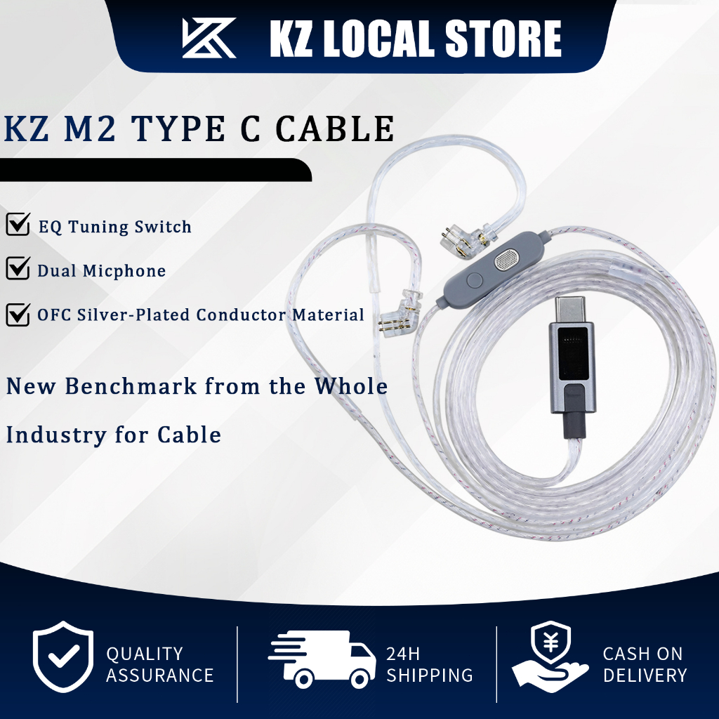 KZ M2 Type C Cable with DSP Dual HD Micr Wired Earphone Cable 0.75/0 ...