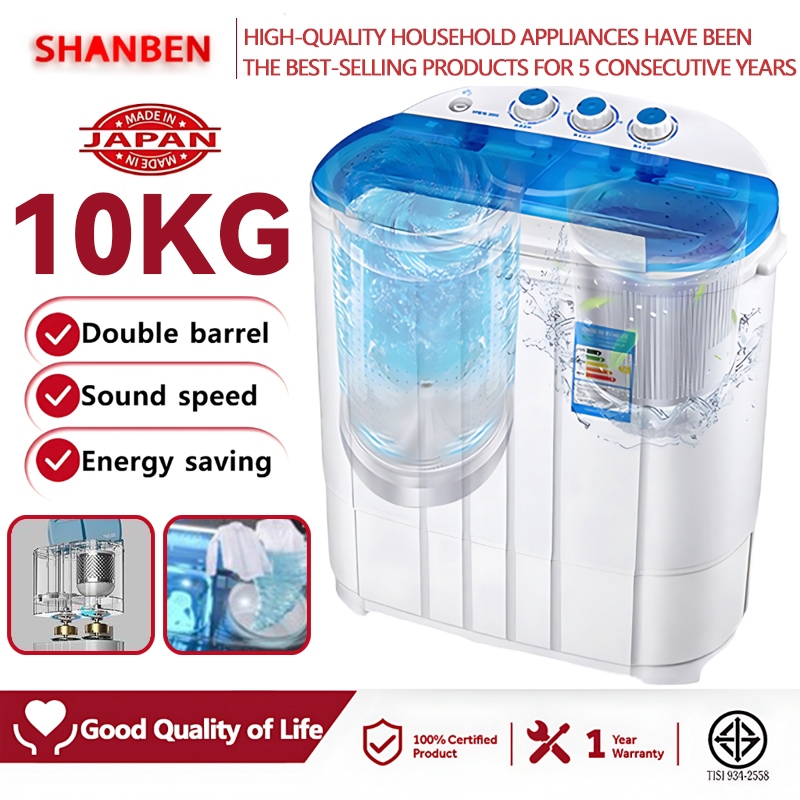 SHANBEN 5/10kg Semi-Automatic Tub Washing of Small Size with Double ...
