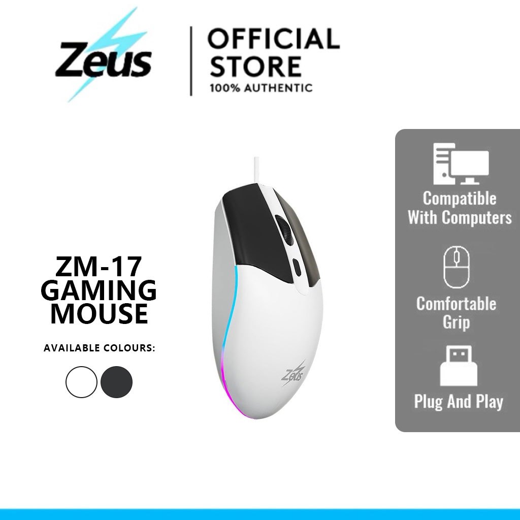 Zeus ZM-17 RGB Wired Gaming Mouse 3 Adjustable DPI (800/1200/1600 ...
