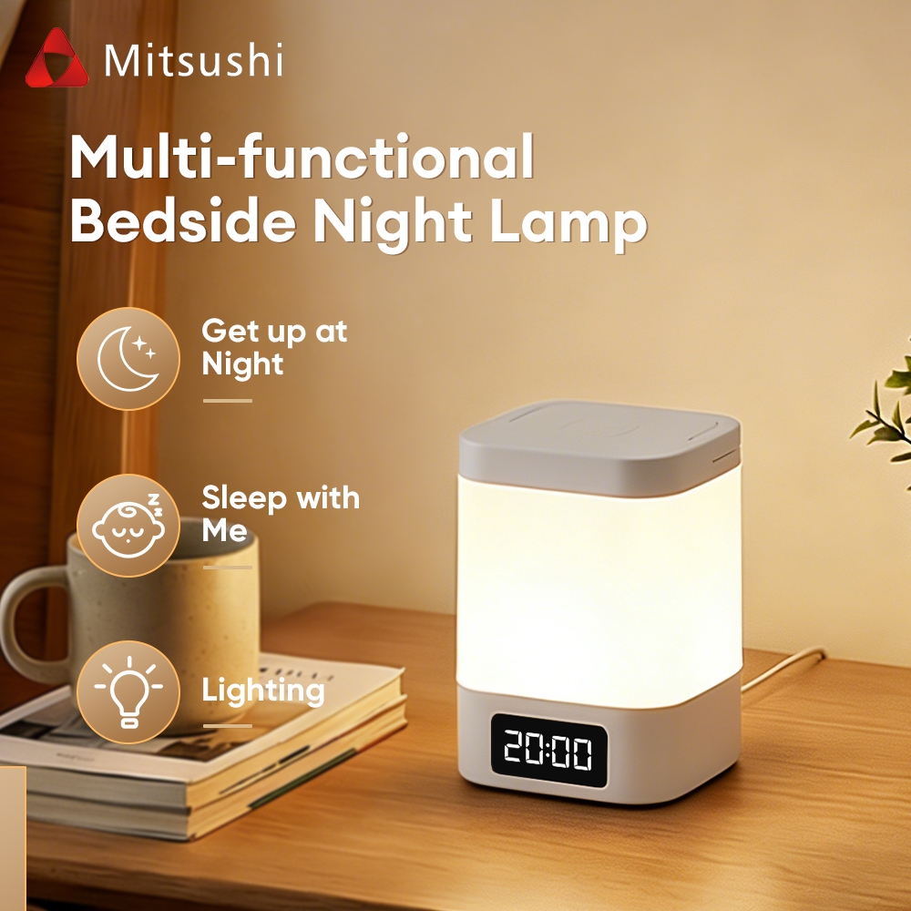 Mitsushi LED Bedside Lamp Adjustable Bedroom Bedside Lamp Clock Display ...