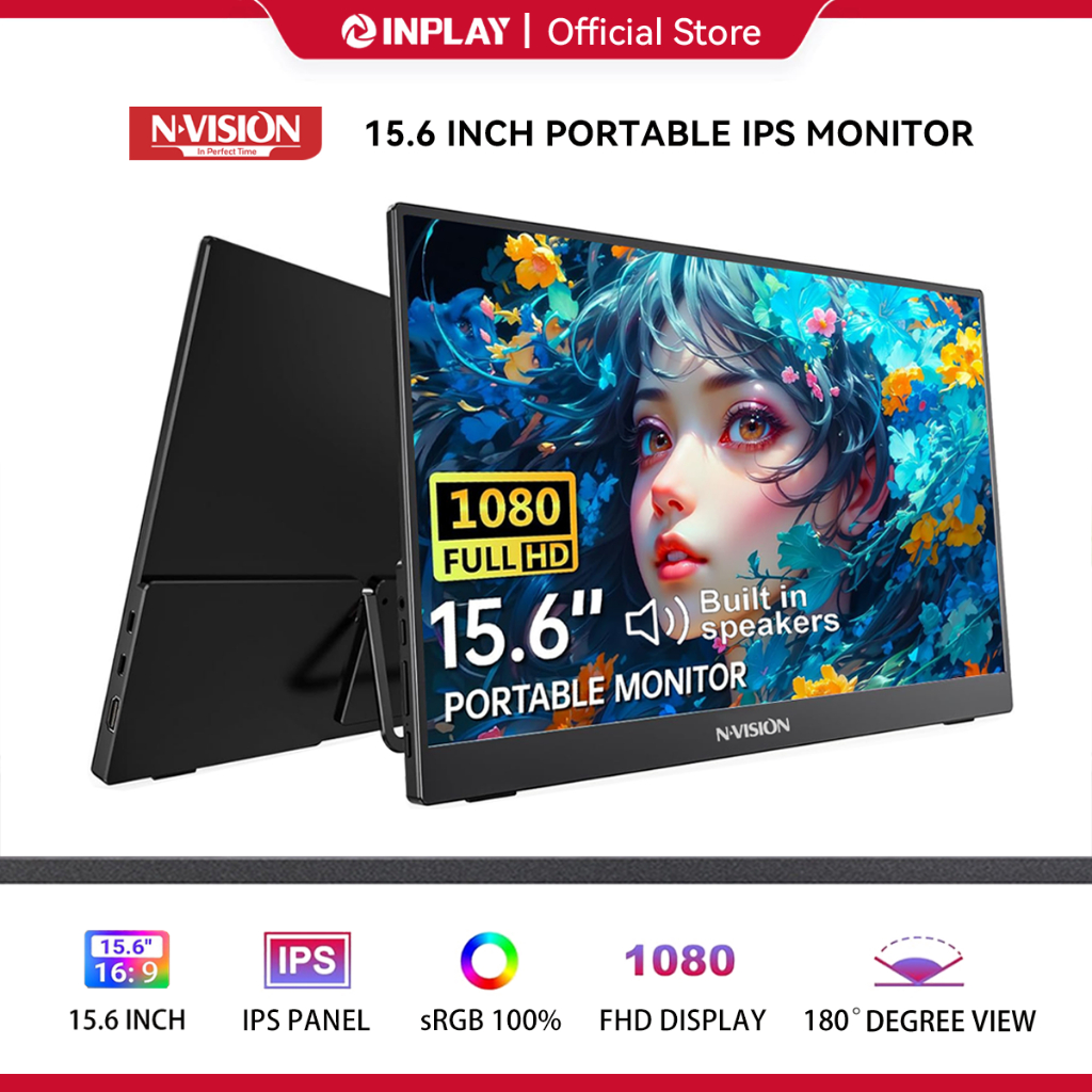 Nvision 15.6" Portable Monitor FHD 60HZ IPS Ultra-Slim Laptop Screen ...