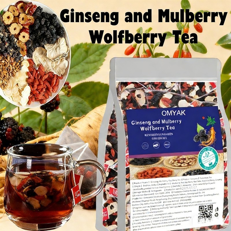 Organic Ginseng Wolfberry Mulberry Tea - 30 Portable 5g Sachets | All ...