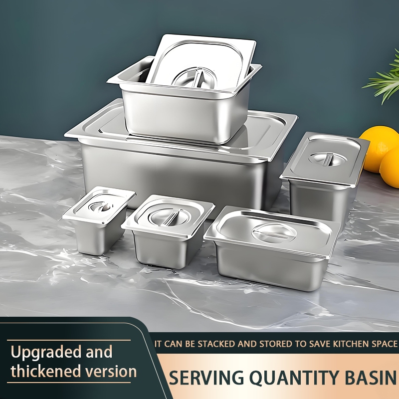 BLUEQZ 304 Stainless steel food trays with cover Buffet Food Storage ...