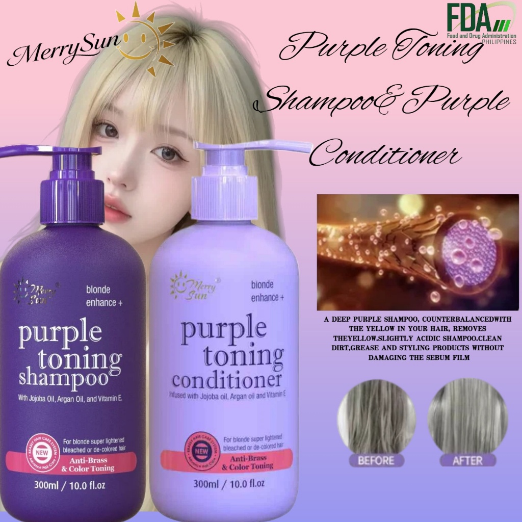 Merry Sun purple Shampoo &Conditioner to Anti-Yellow + Cold Tone ...