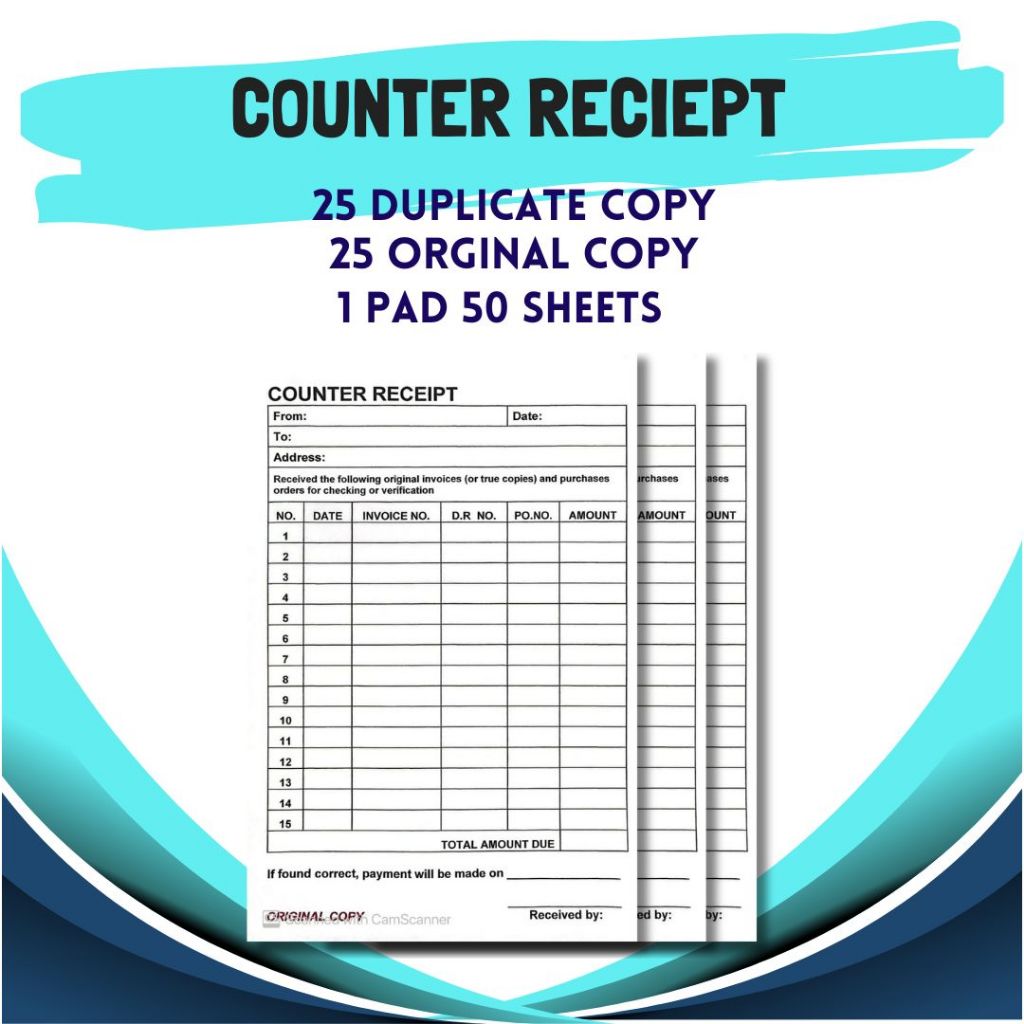 Big Counter Receipt with Duplicate - 50 sheets | Shopee Philippines