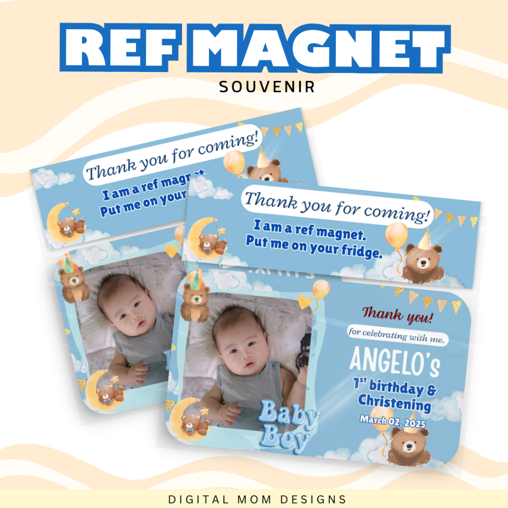 Customizable Christening Souvenir Ref Magnet (ATM Size) | Personalized ...