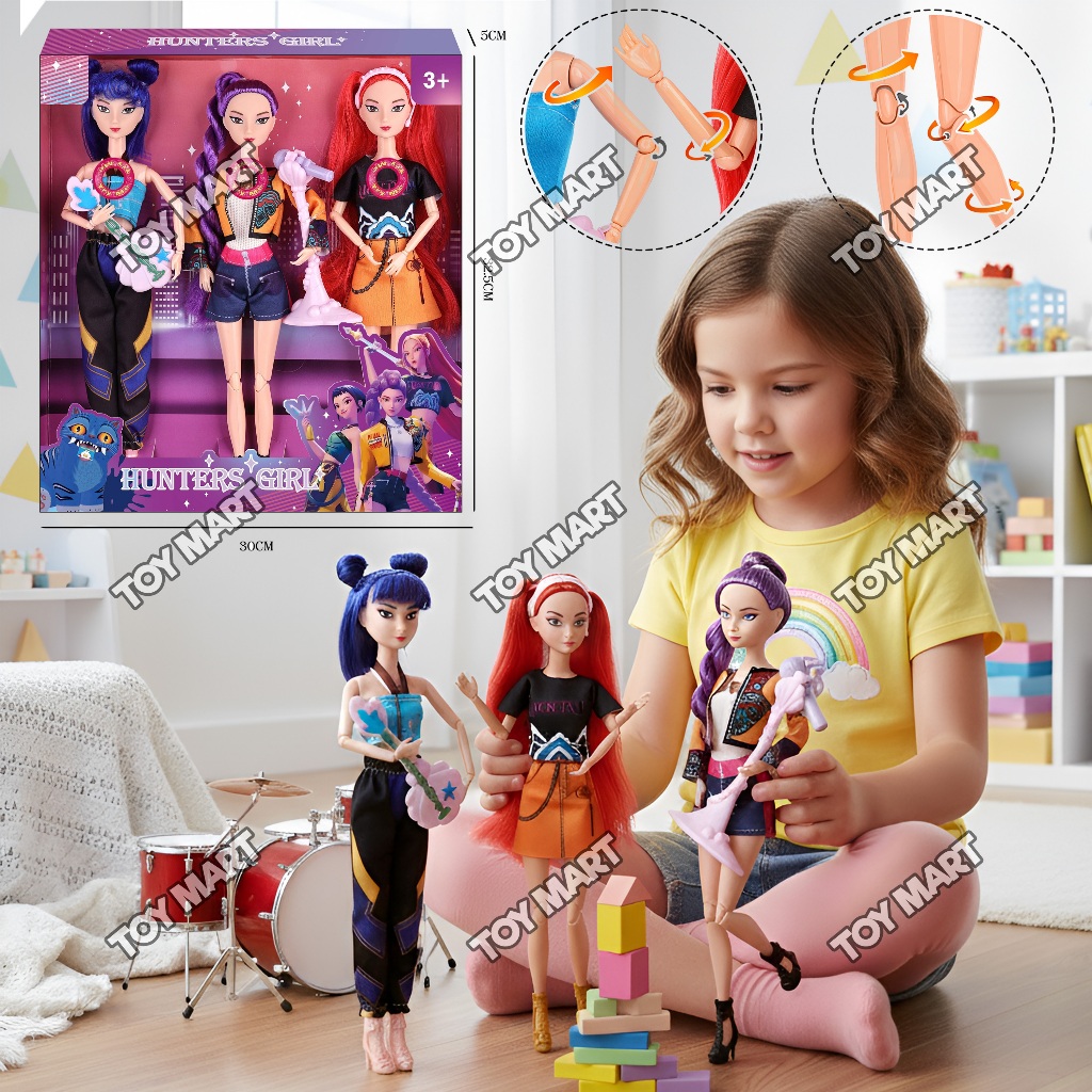 3 in 1 Huntrix K-Pop Demon Hunter Doll Adjustable Joint Dolls with ...