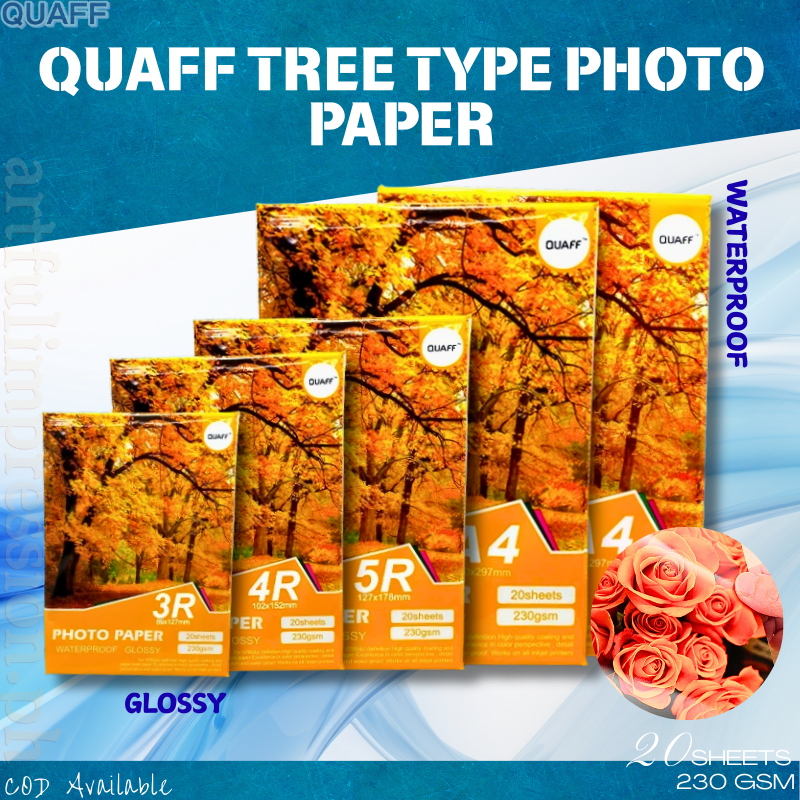 QUAFF Glossy Photo Paper 230GSM - 20 Sheets With Back Print | A4/5R/4R ...