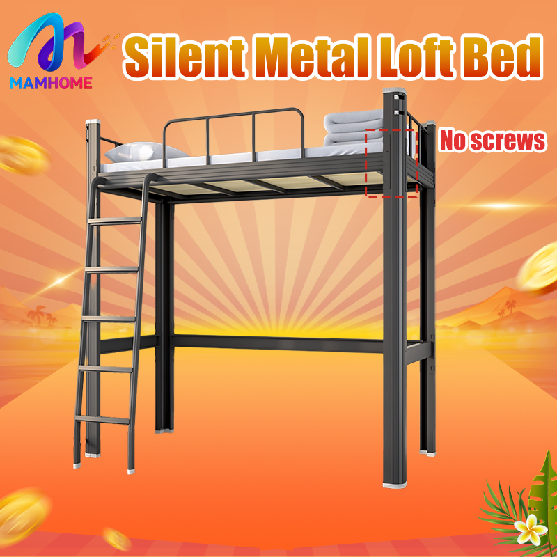 Wrought Iron loft Bed Single Layer Metal loft Bed Frame Apartment Bed ...