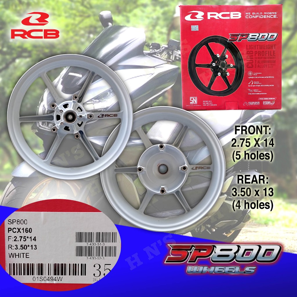 RACING BOY RCB SP800 Mags White for Honda PCX 160 ( Front 5 Holes ...