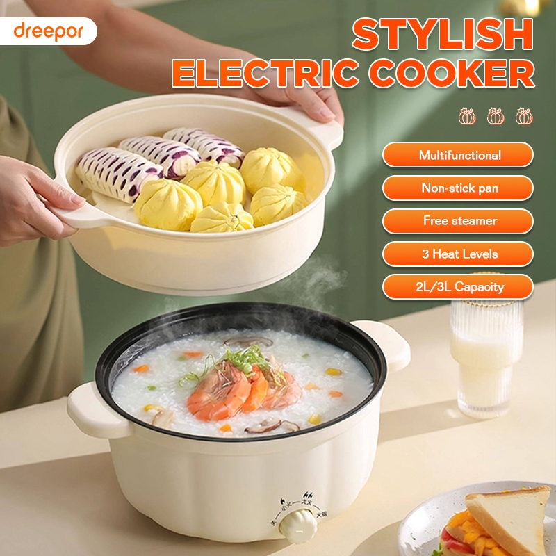 Dreepor Mini Rice Cooker Non-Stick Inner Pot 2L/3L Multi-Function Rice ...