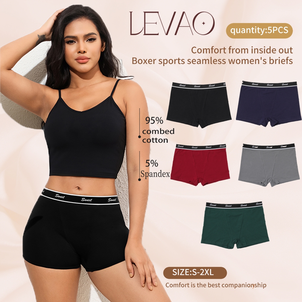 LEVAO-5PCSboxer shorts for womanplus size pantycotton panty for ...
