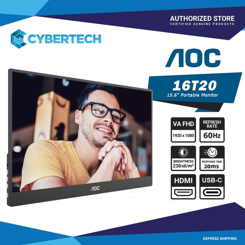 AOC 16T20 15.6inch Portable Monitor with Full HD IPS Wide Viewing Angle ...