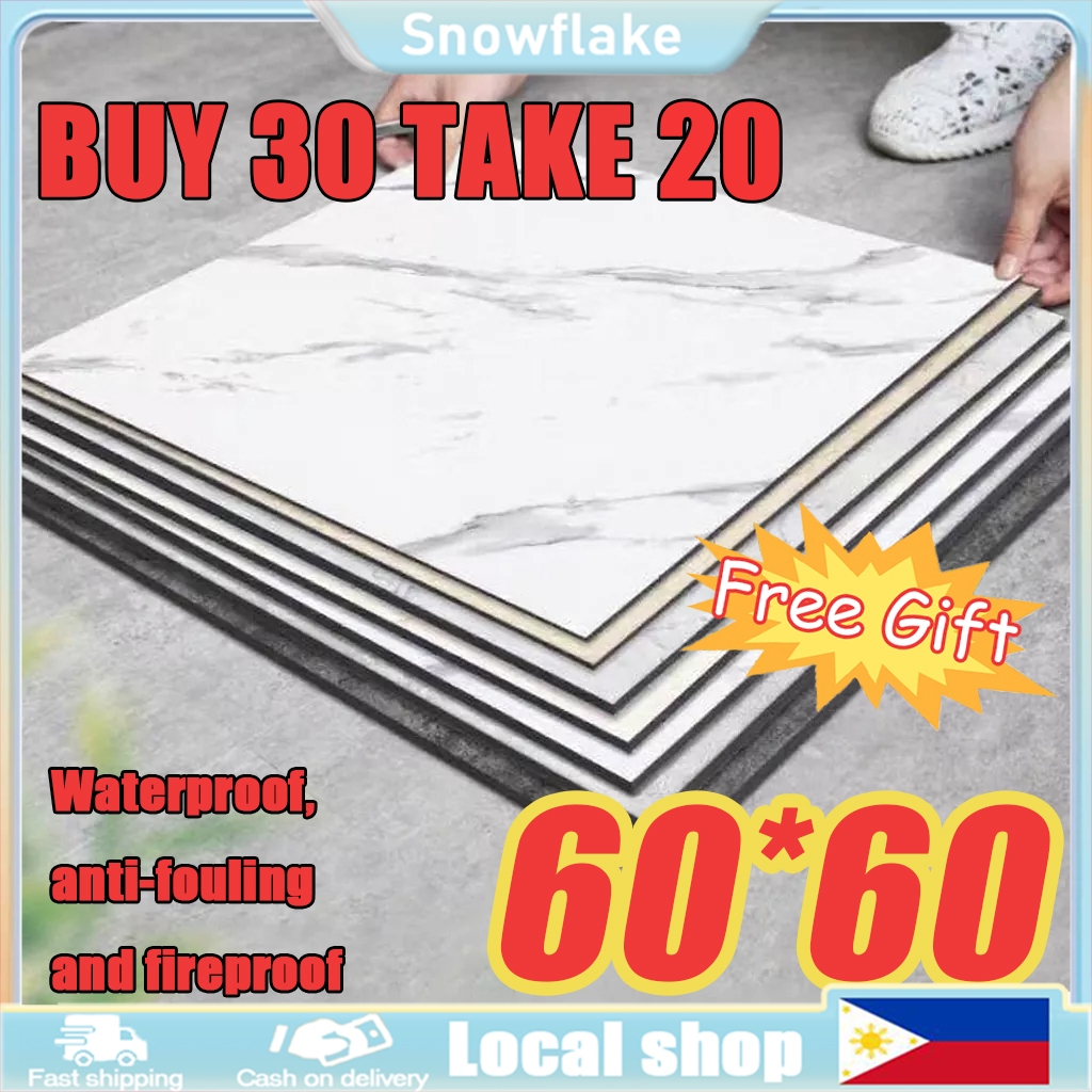 50 PCS PVC Floor Sticker 60*60CM Self-Adhesive Imitation Marble Vinyl ...
