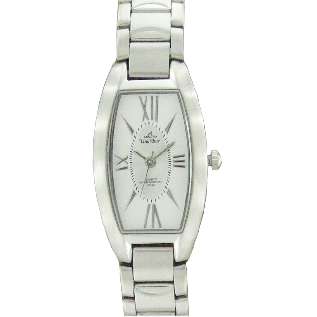 UniSilver TIME Women's Metallic Silver/White Dial Steel Analog Watch ...