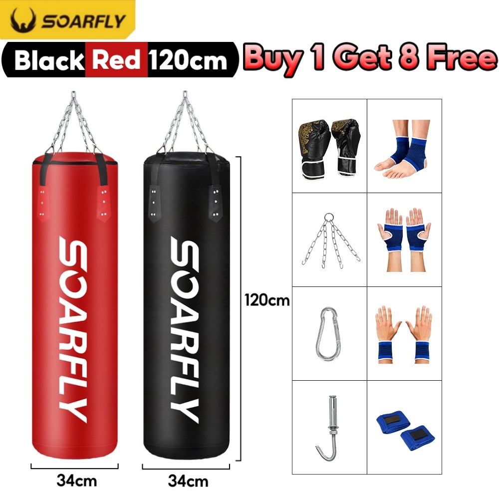 SOARFLY Boxing Punching Bag Black or Red Heavy Duty MMA Fitness Sandbag ...