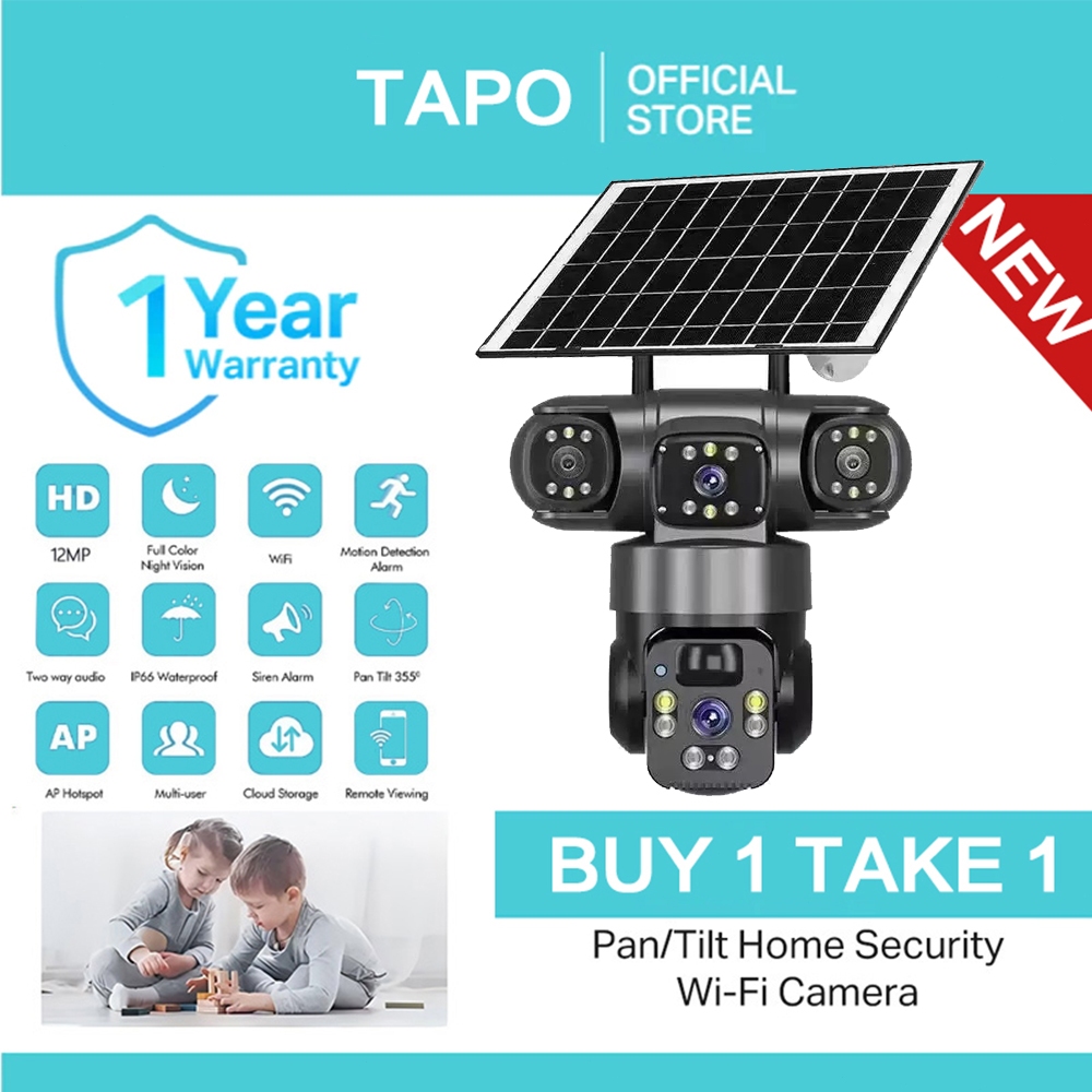 V380 15MP HD Triple Lens Outdoor CCTV Camera Wifi/4G solar Human ...