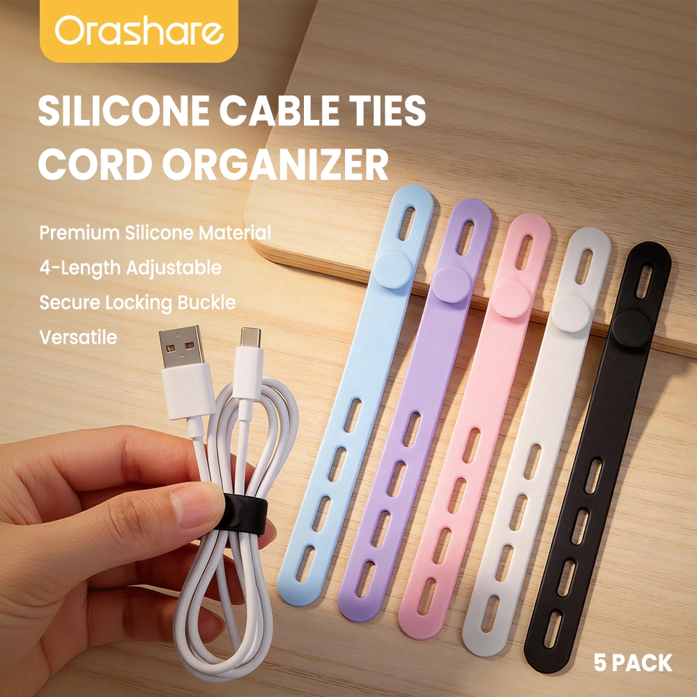 Orashare OCT05 Silicone Cable Ties Reusable Cord Organizer for USB ...