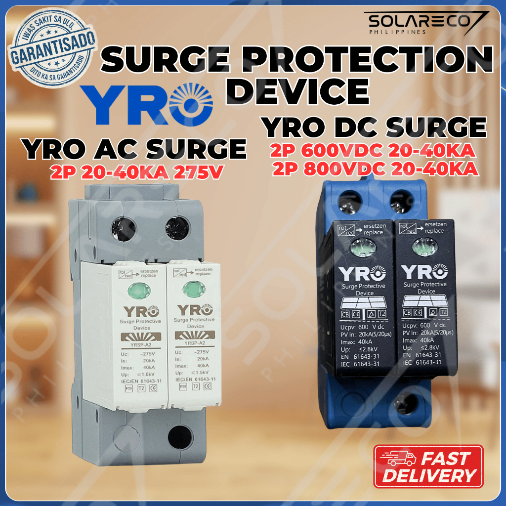 YRO 2 Pole Surge Protective Device SPD / 20–40 kA / 275V AC / 600V DC ...