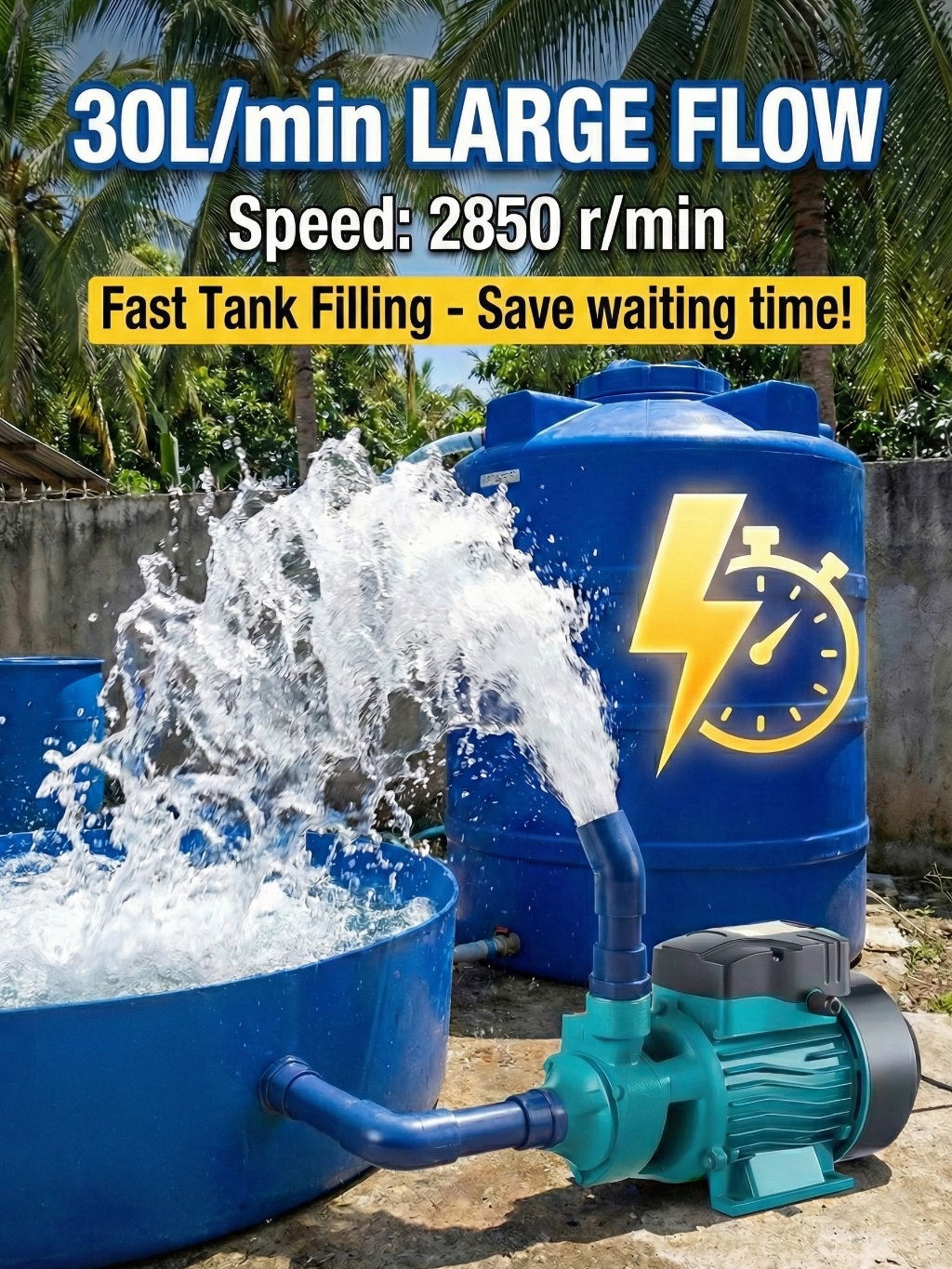 REAIM Water Pump Jet Pump Heavy Duty450W Motor Electric Water Pump ...