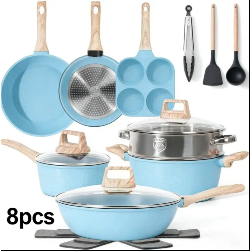 randomNon Stick Ceramic Cookware Set, Healthy Pot And Flat Bottomed Pot ...