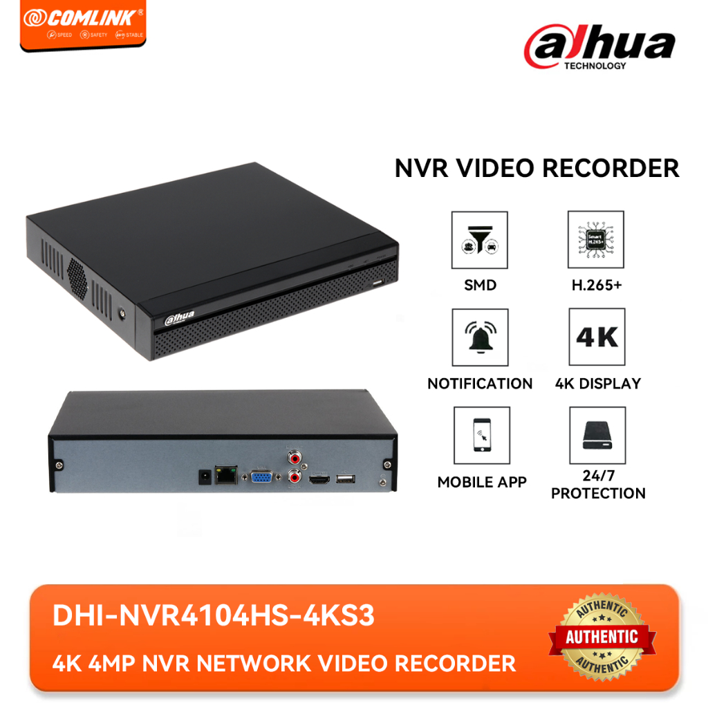 DAHUA 4/8/16 Channel NVR Video Recorder 4K H.265+ 4MP Support IP Camera ...