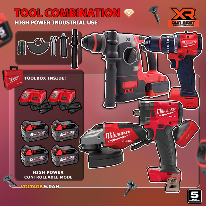 【COD】Milwaukee Brushless Tool 4 Piece Set Cordless Drill Impact Wrench ...