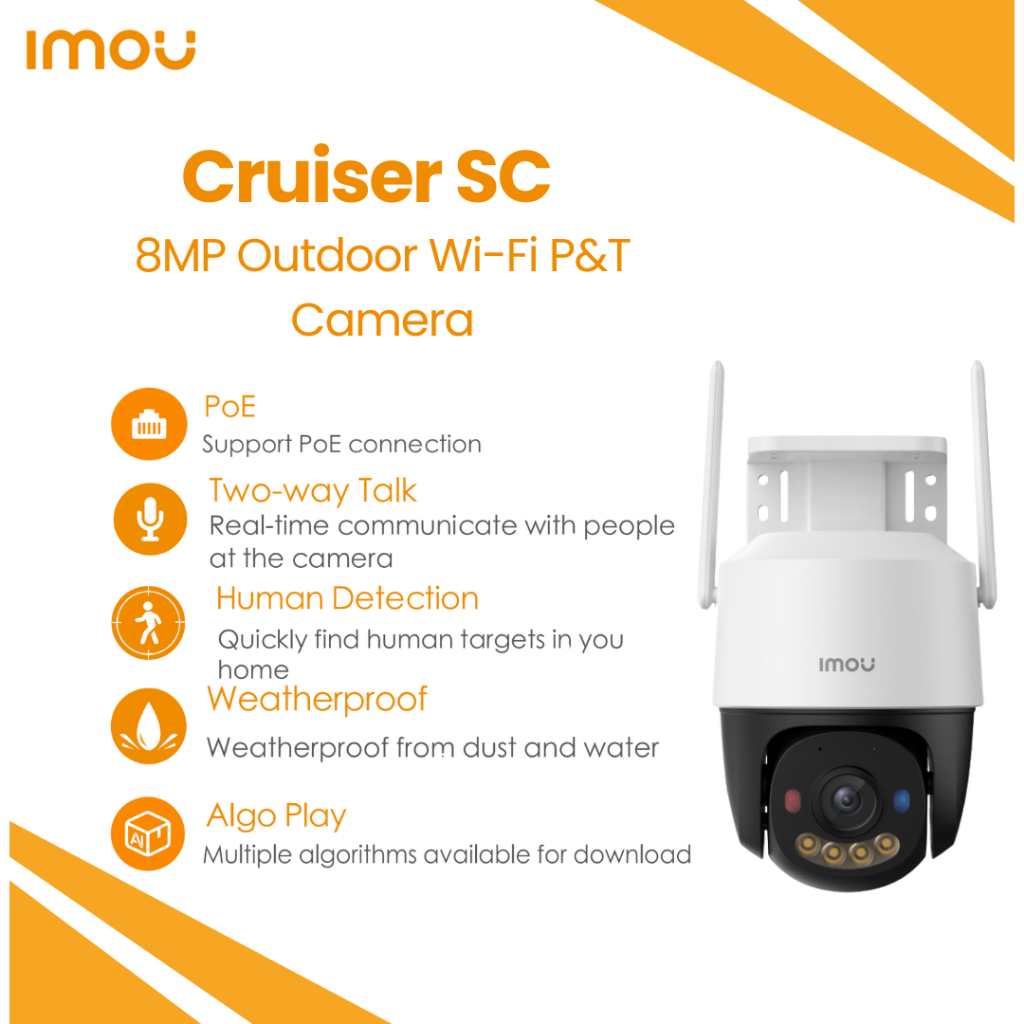 IMOU Cruiser SC 8MP Outdoor Wi-Fi P&T Camera, Support PoE connection ...