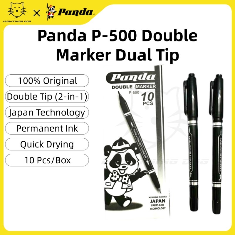10Pcs/Box P-500 Panda Double Marker Permanent Pen stationery office ...