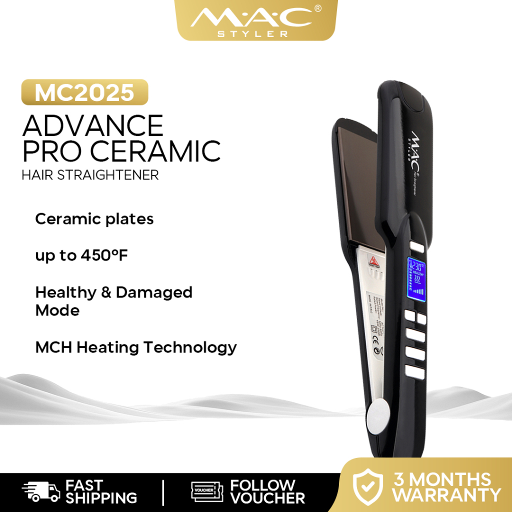 MAC Styler Advance Pro Ceramic Hair Straightener Flat Iron MC2025 ...