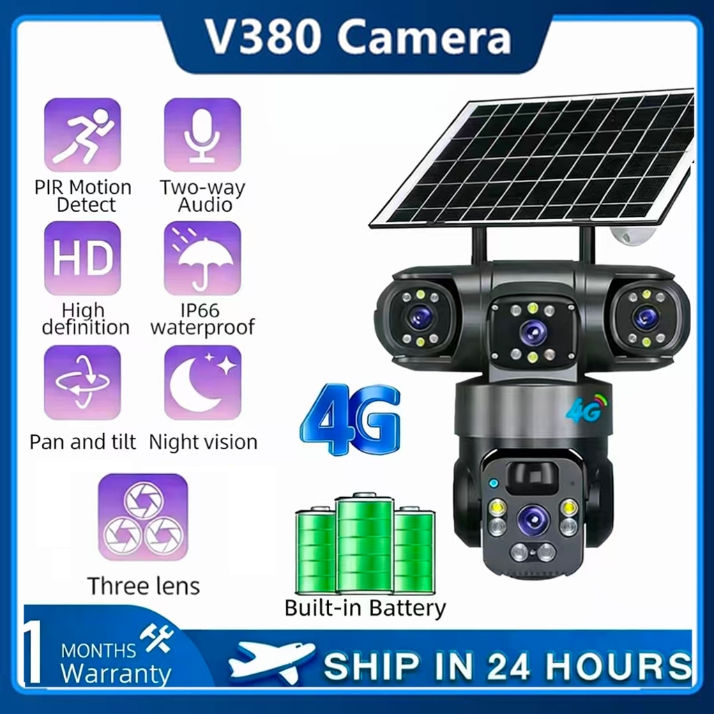 V380 Pro 3 Lens 6K 6MP 4G SIM Card Camera Outdoor WIFI Waterproof 360 ...